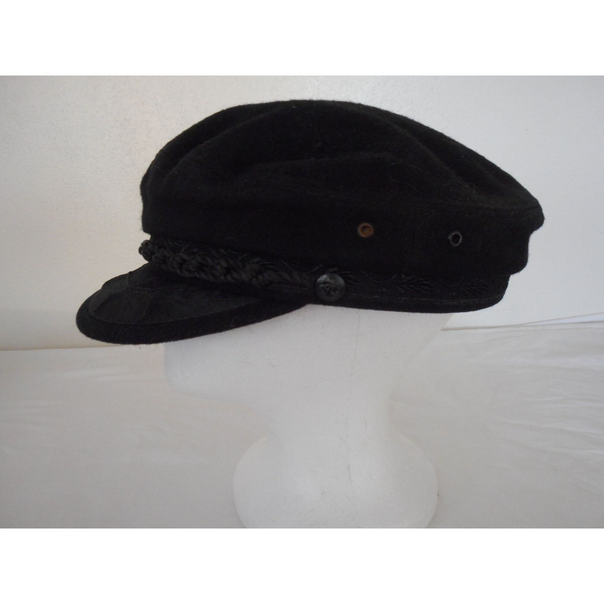 Vintage Woolen Greek Fisherman's Cap Hat Black Made in Greece Estate ...