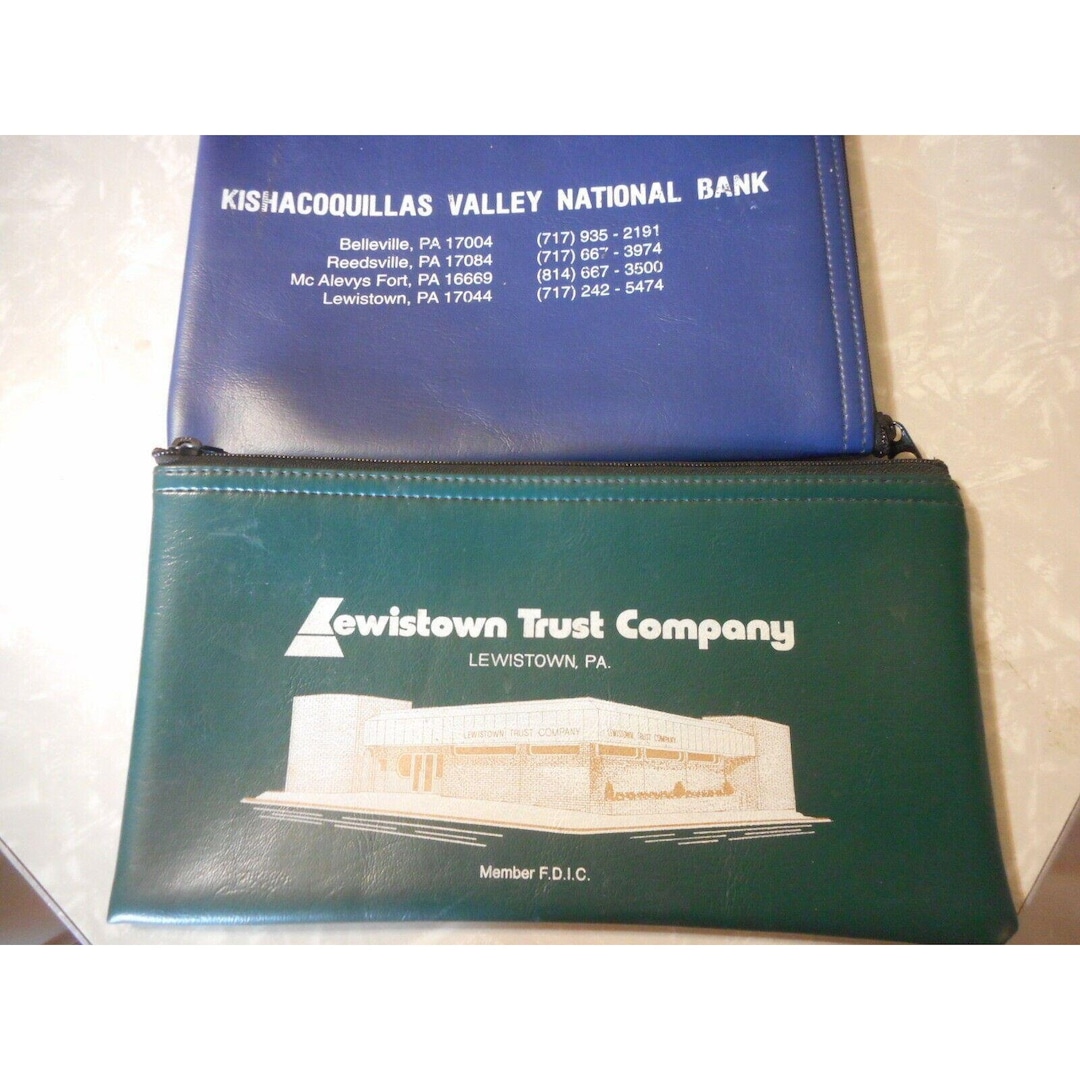 Vintage Zippered Deposit Bags Bank Pouches Lewistown Trust ...