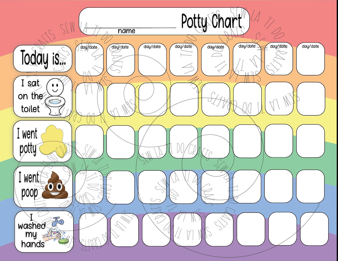 DIGITAL PRINT, Potty Chart, Toileting Chart, Sticker Chart, Instant ...