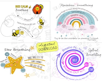 Mindfulness Breathing Cards Breathing Shapes Exercise Cards - Etsy