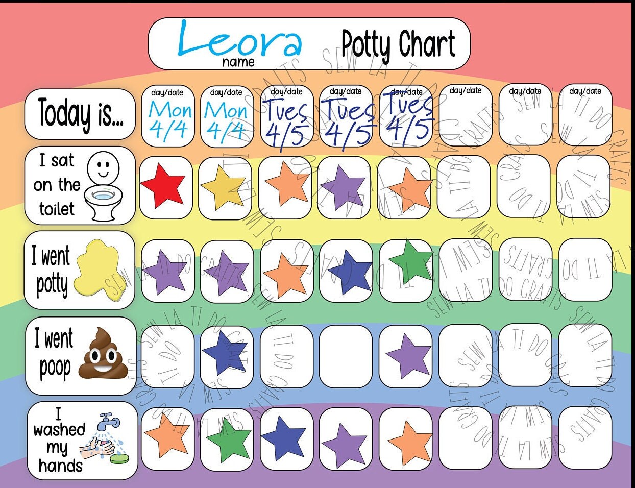 DIGITAL PRINT, Potty Chart, Toileting Chart, Sticker Chart, Instant ...
