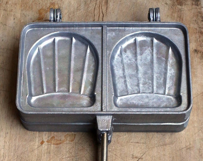 Vintage French Kitchen Metal Reversible Stove Top Waffle Iron Maker ...