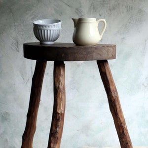 Primitive French Milking Stool Wabi Sabi Rustic Milkmaid Stool Rustic ...