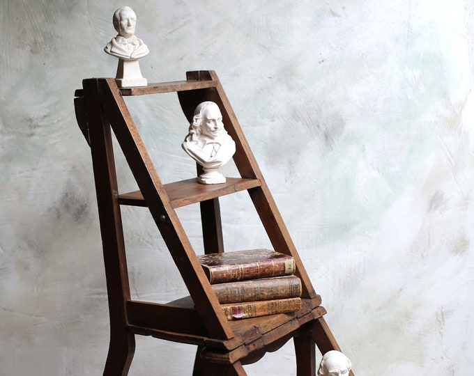 Antique French Library Chair Wooden Steps Folding Step Ladder - Etsy