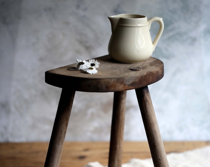 Primitive French Milking Stool Wabi Sabi Rustic Milkmaid Stool Rustic ...