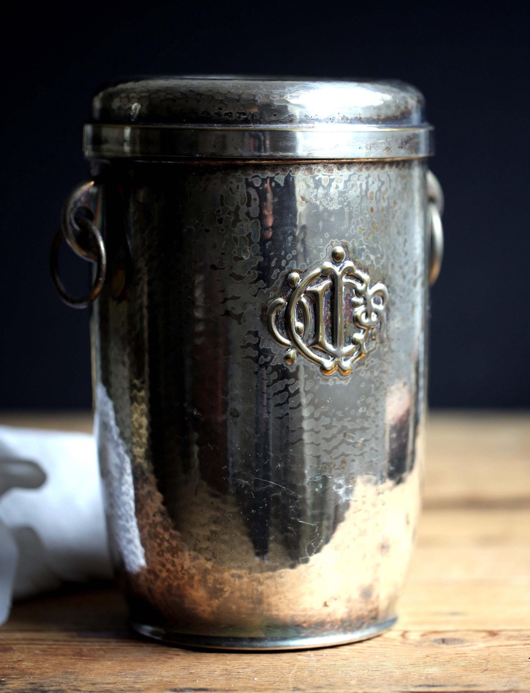 Christian DIOR Champagne Bucket Silver Plate Ice Bucket Hammered Wine ...