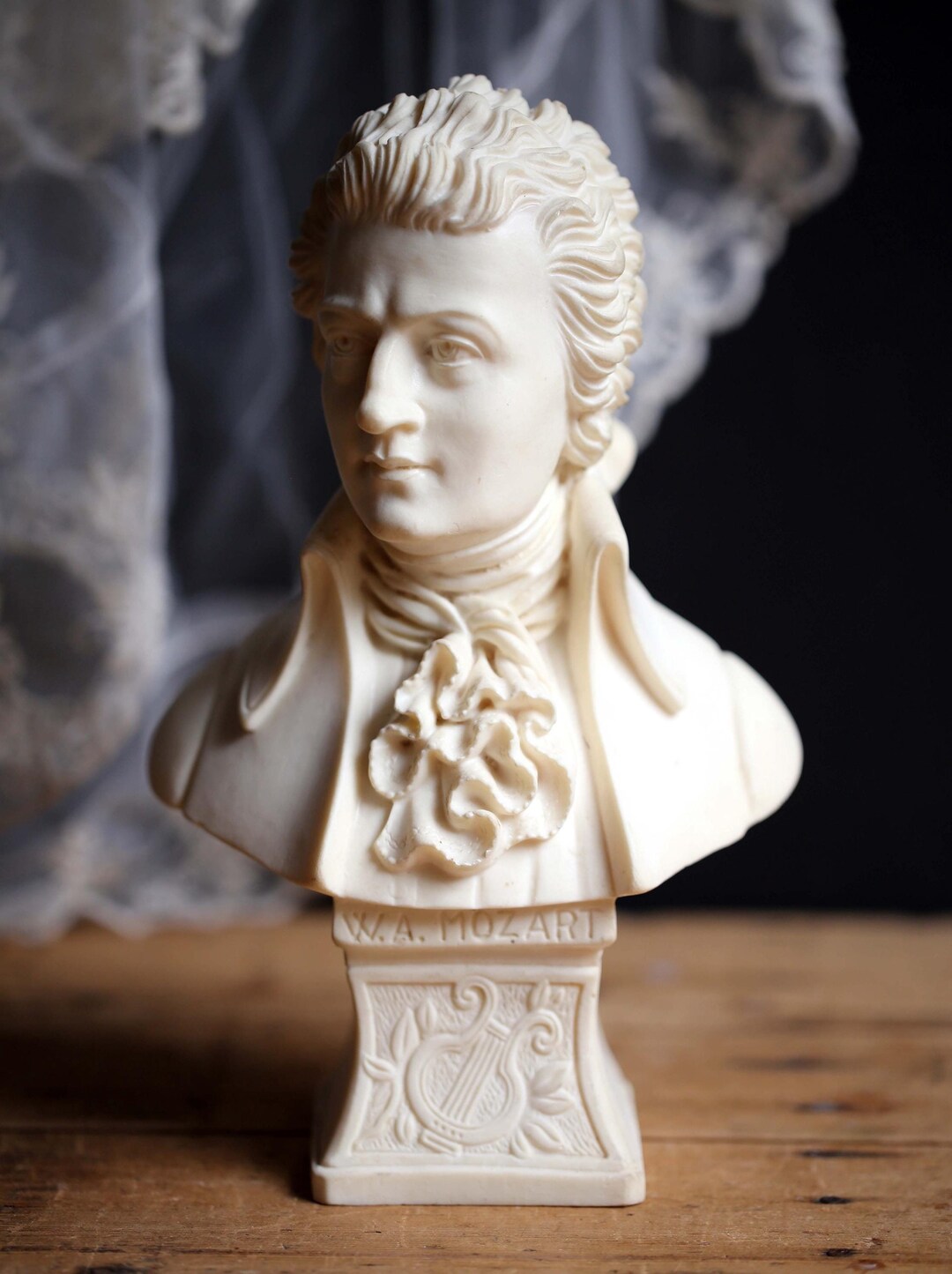 French Bust Mozart Statue Molded Marble Figurine Classical Music ...