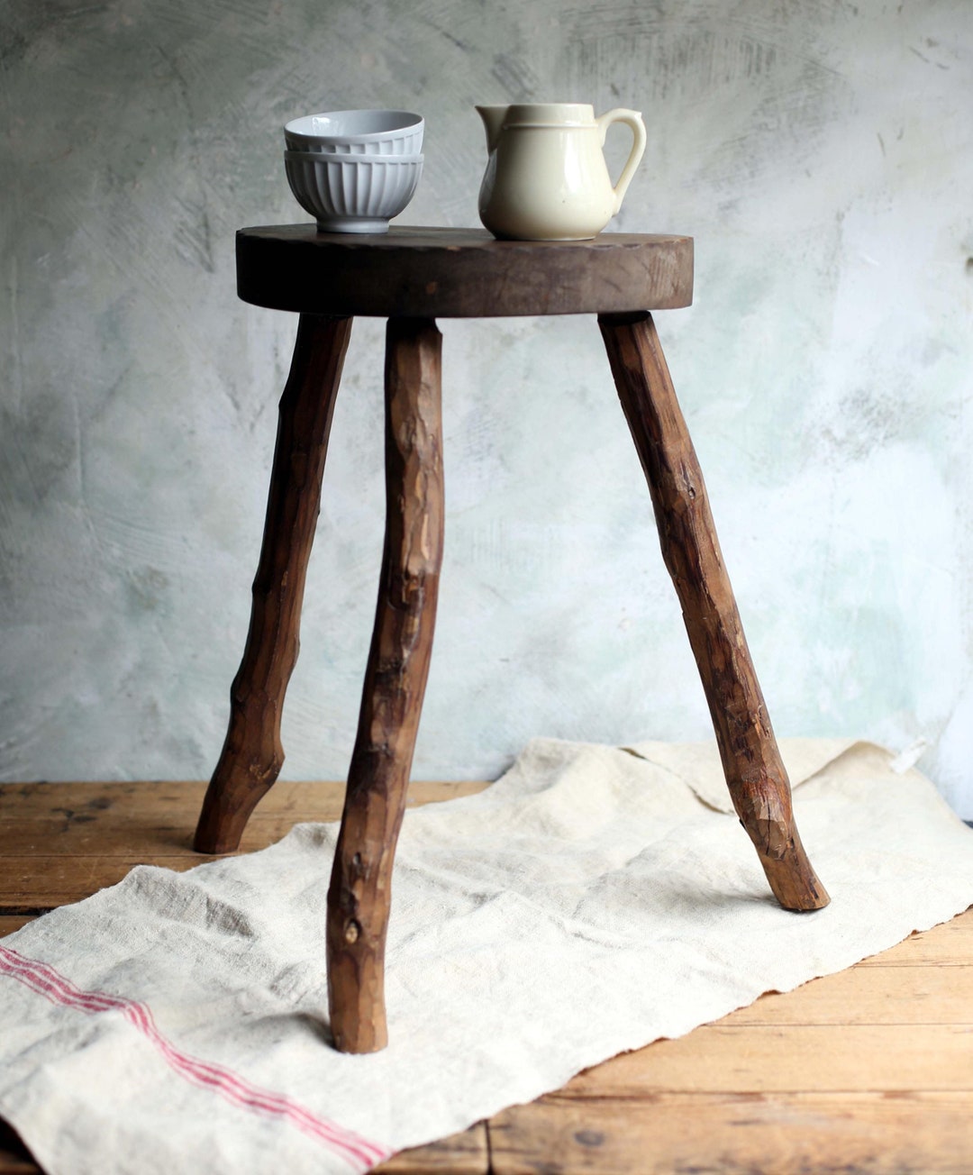 Primitive French Milking Stool Wabi Sabi Rustic Milkmaid Stool Rustic ...