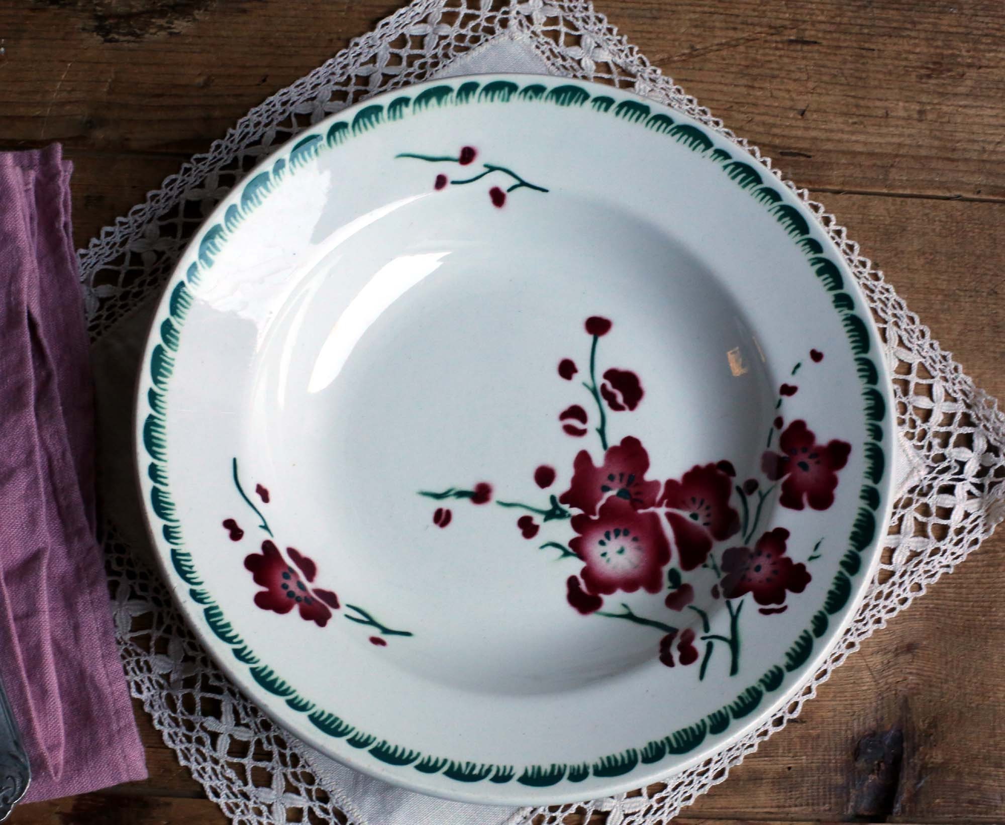 French Vintage Ironstone Dish Antique Red & Green Cherry | Etsy