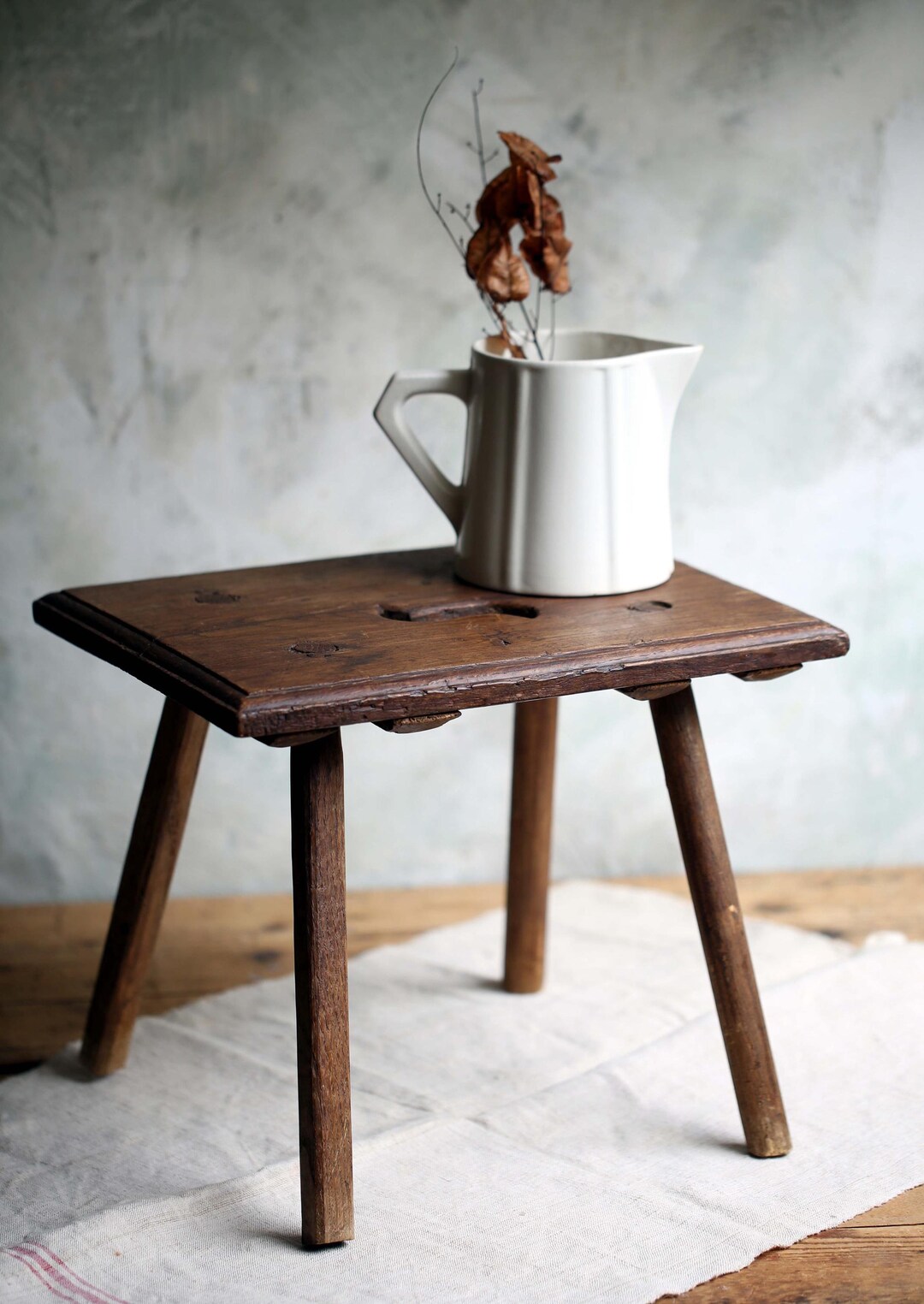 Primitive French Milking Stool Wabi Sabi Rustic Milkmaid Stool Rustic ...