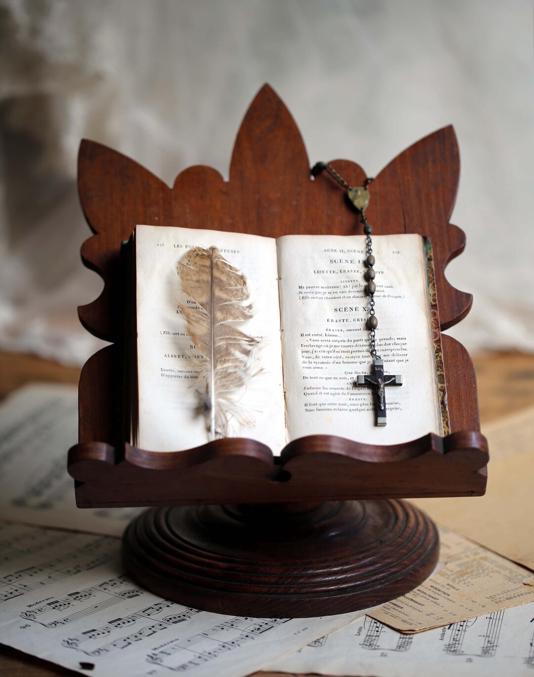 Antique Bookstand Bible Holder Carved Gothic Wooden Painting Stand ...