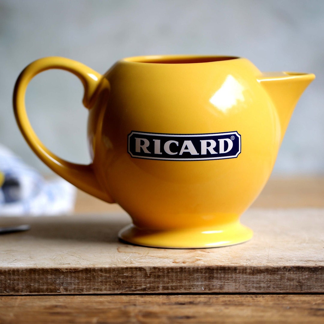 French RICARD Anisette Jug Vintage Yellow Ceramic Pastis Pitcher - Etsy