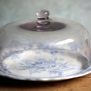 Large Antique French Lavender Glass Bell Cheese Plate Cover Food Dome ...