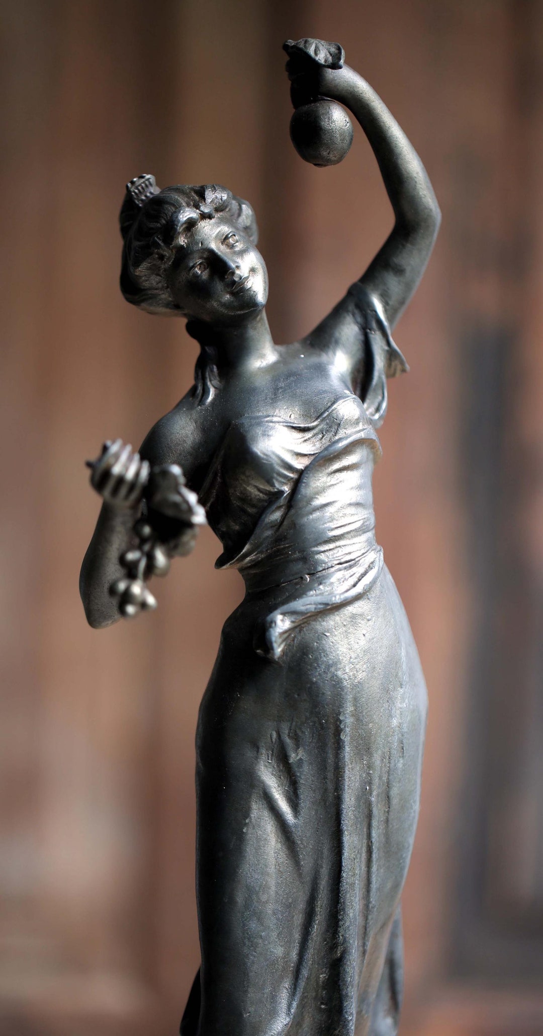 Antique Denise Delavigne Statue French Pewter Figure Les Fruits - Etsy