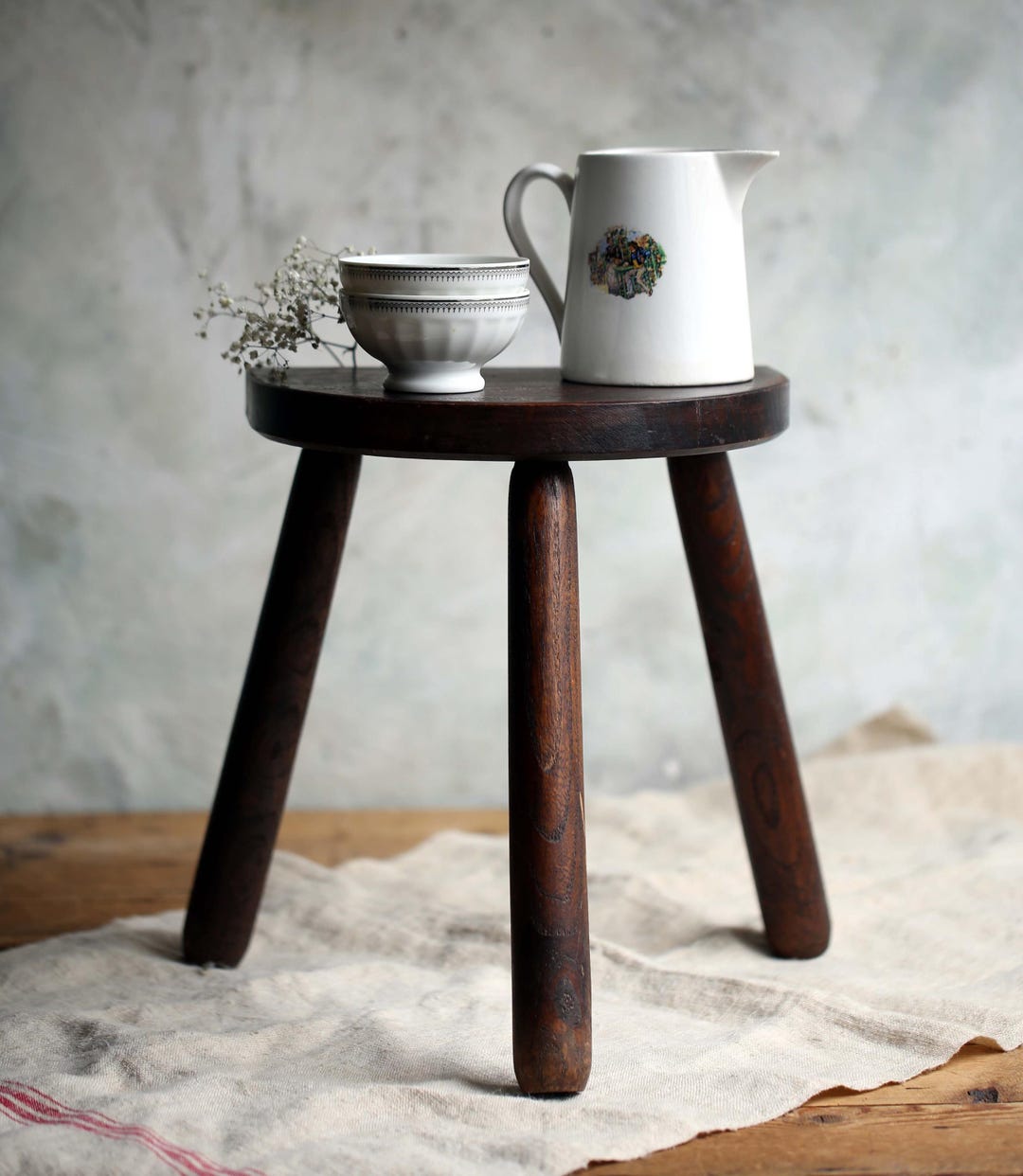 French Milking Stool Rustic Milkmaid Stool Rustic Wooden Bench Three ...