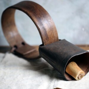 Large Antique Cow Bell Carved Wooden Cattle Yolk Alpine Primitive Farm ...