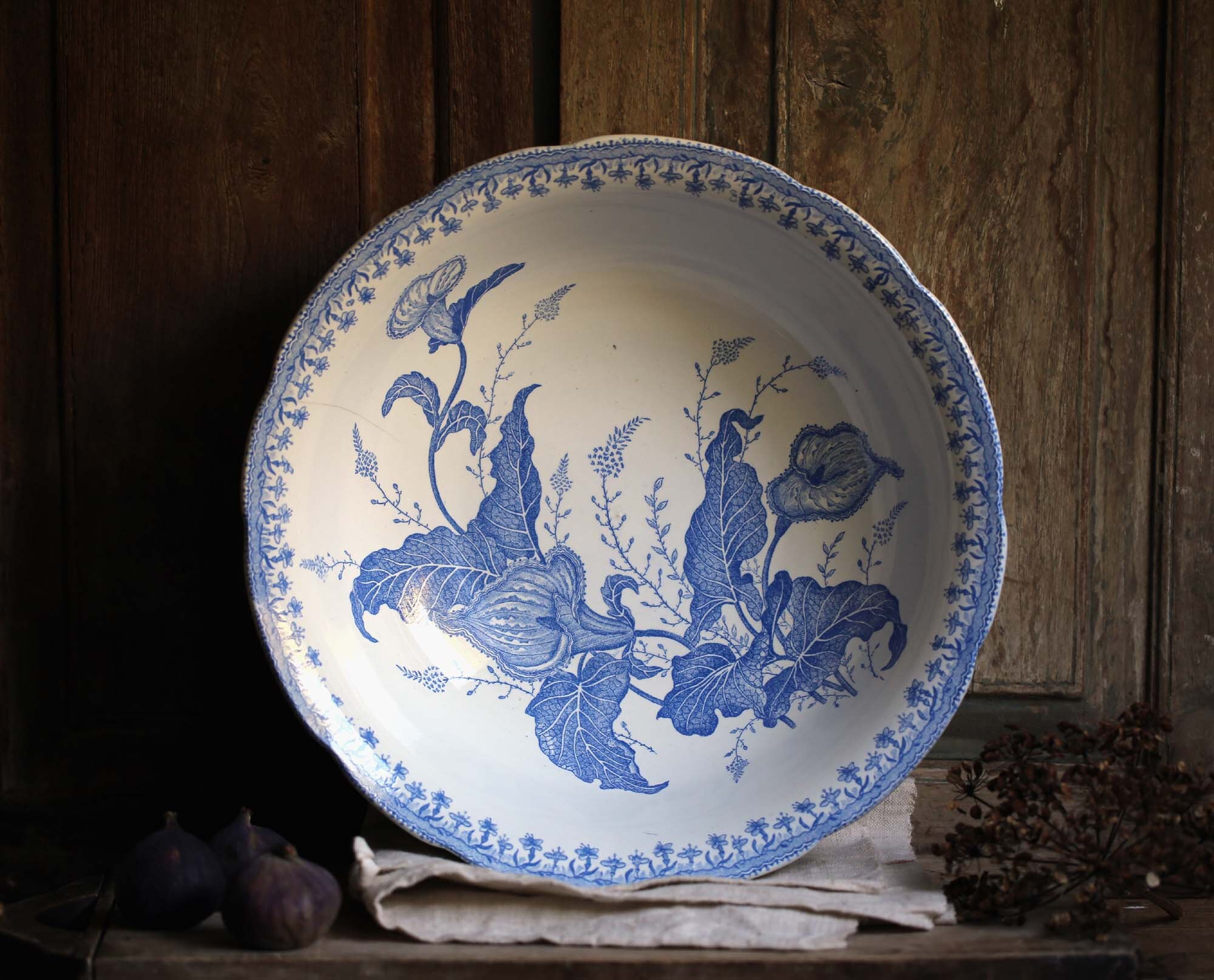 Collectibles french antique blue transferware plate Beautiful large ...