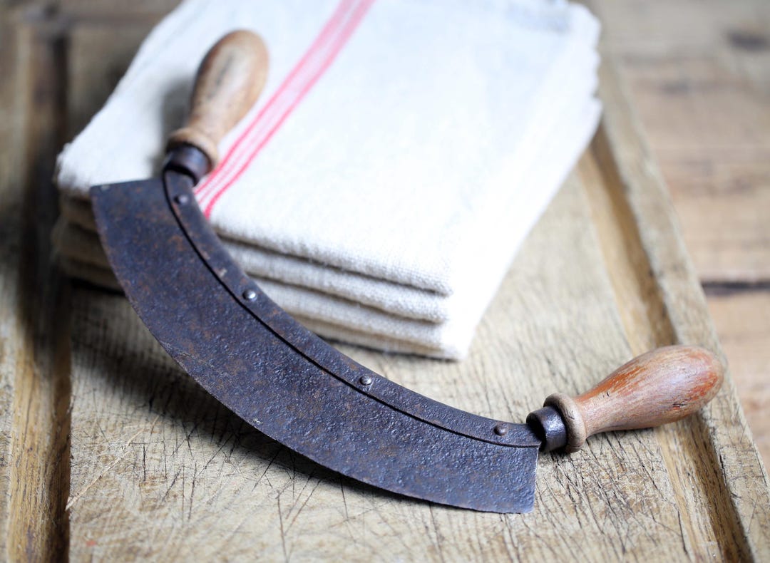 Antique Rocking Chopper French Country Kitchen Hachoir Mezzaluna Herb ...