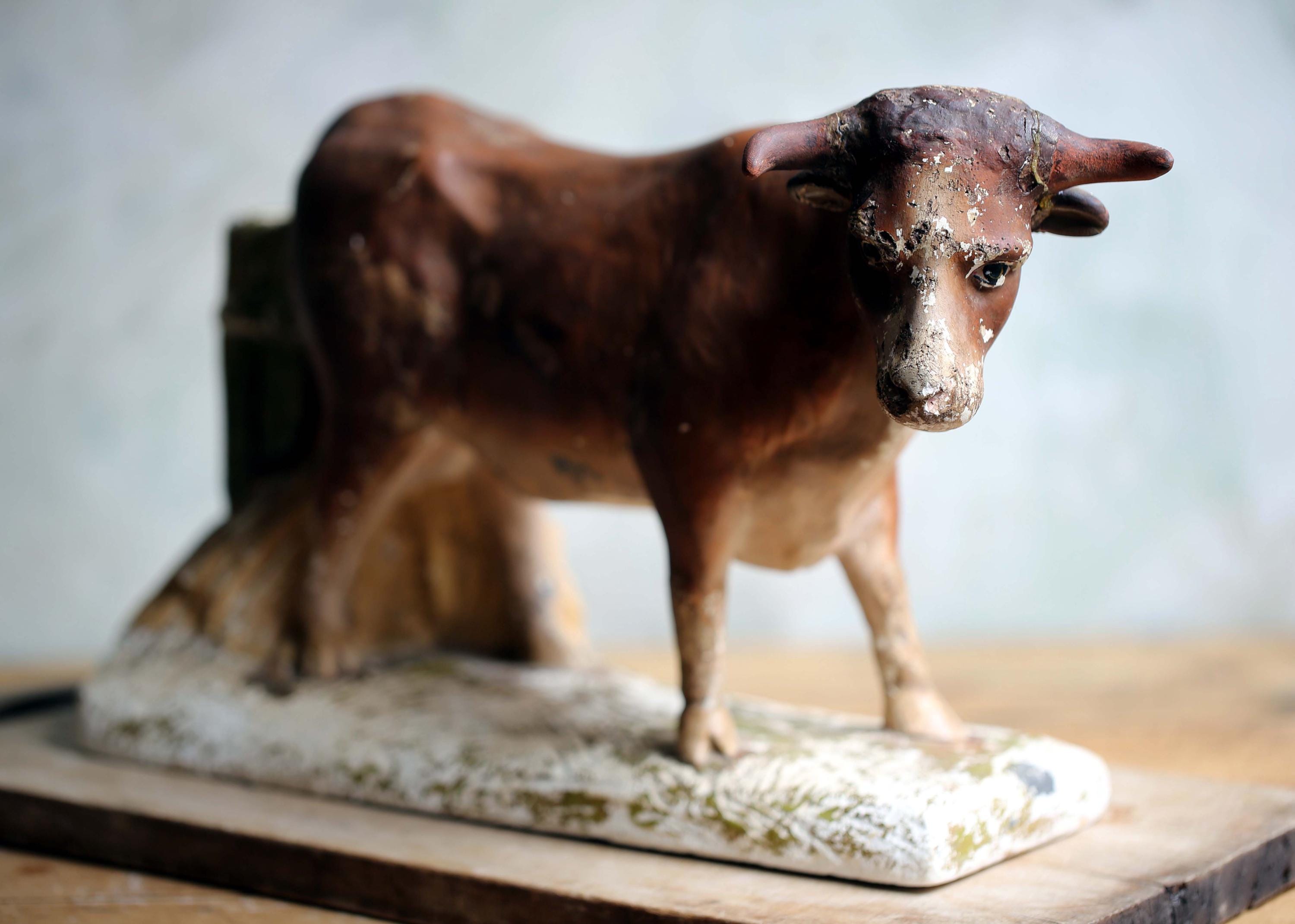 HUGE Plaster Cow Large Antique Bull Statue Butcher Shop Display Figure ...
