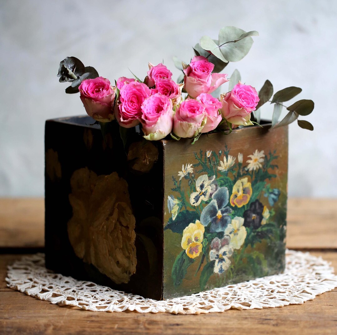 Antique French Flower Box French Painted Floral Wooden Planter Window ...