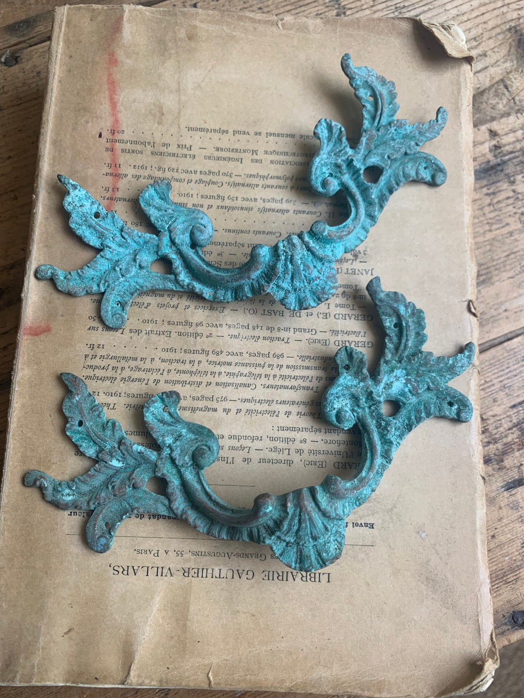 2 Antique French Bronze Drawer Handles Pair of Old Drawer Pulls Rococo ...