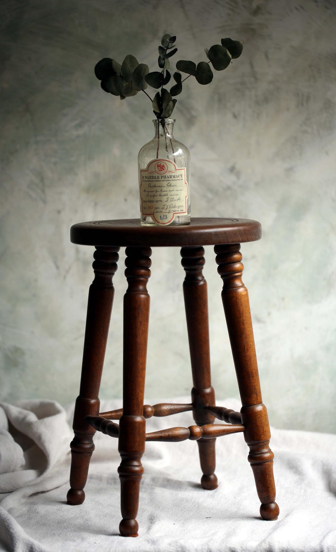 Antique French Stool 1800s Pub Bar Stool Rustic Wooden Farmhouse ...
