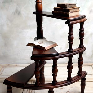 French Wooden Library Steps Spiral Steps Stepladder Book Shelf Curved ...