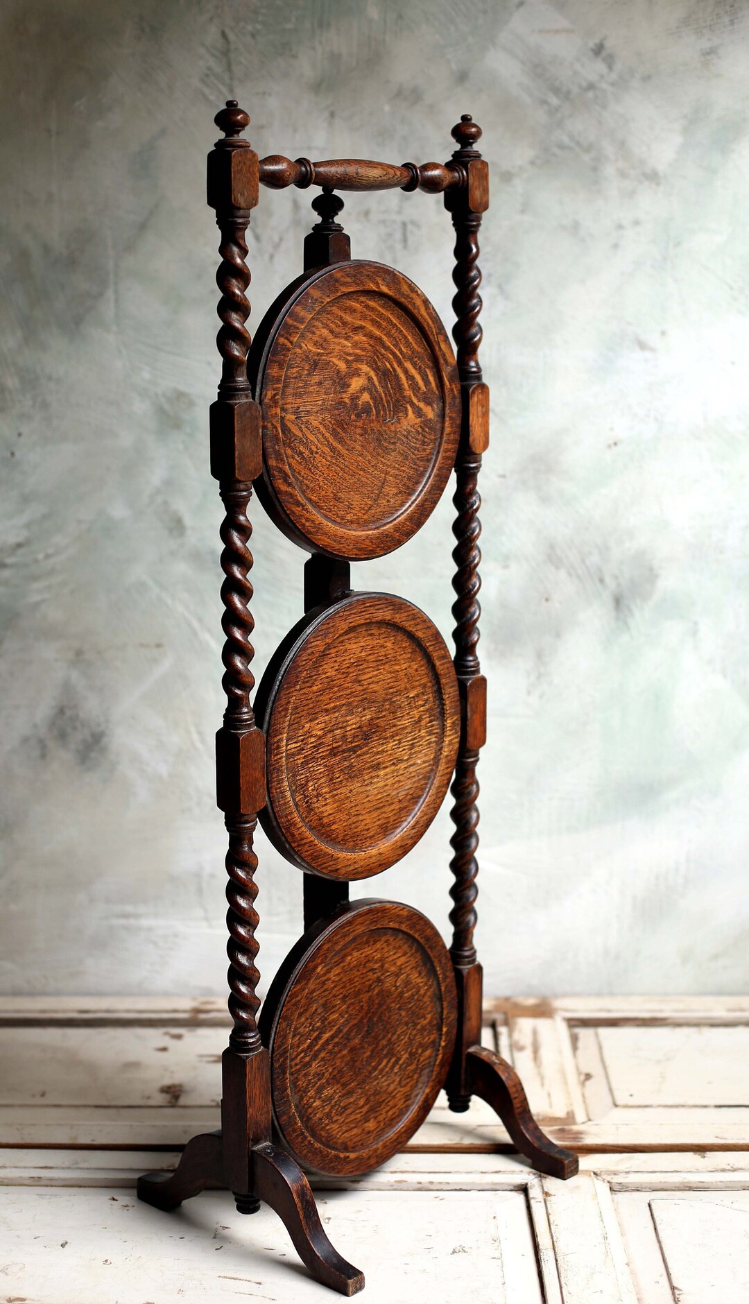 Antique Folding Plate Rack English 3 Tier Wooden Barley Twist - Etsy