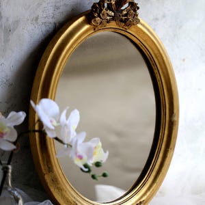 Vintage French Rococo Style Mirror With Gold Resin Oval Frame With Bow ...