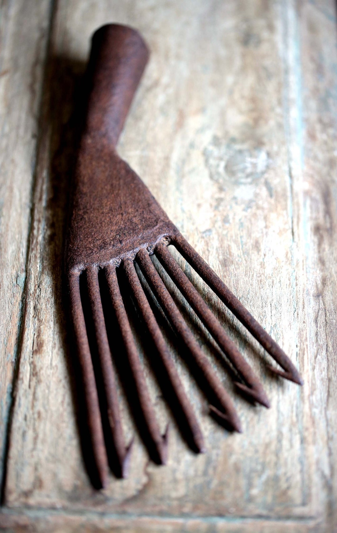 Antique French Eel Fork or Salmon Spear Wrought Iron Primitive Fishing ...