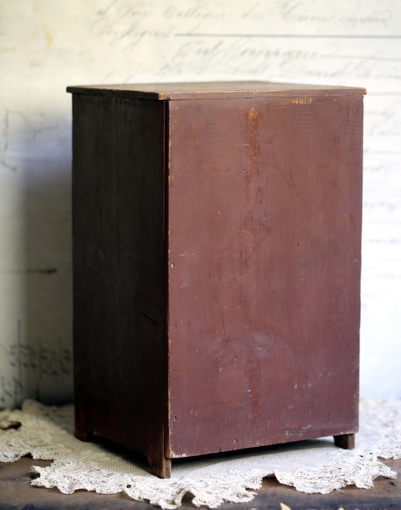 Antique Watchmakers Drawers Distressed Wooden Storage Chest Miniature ...