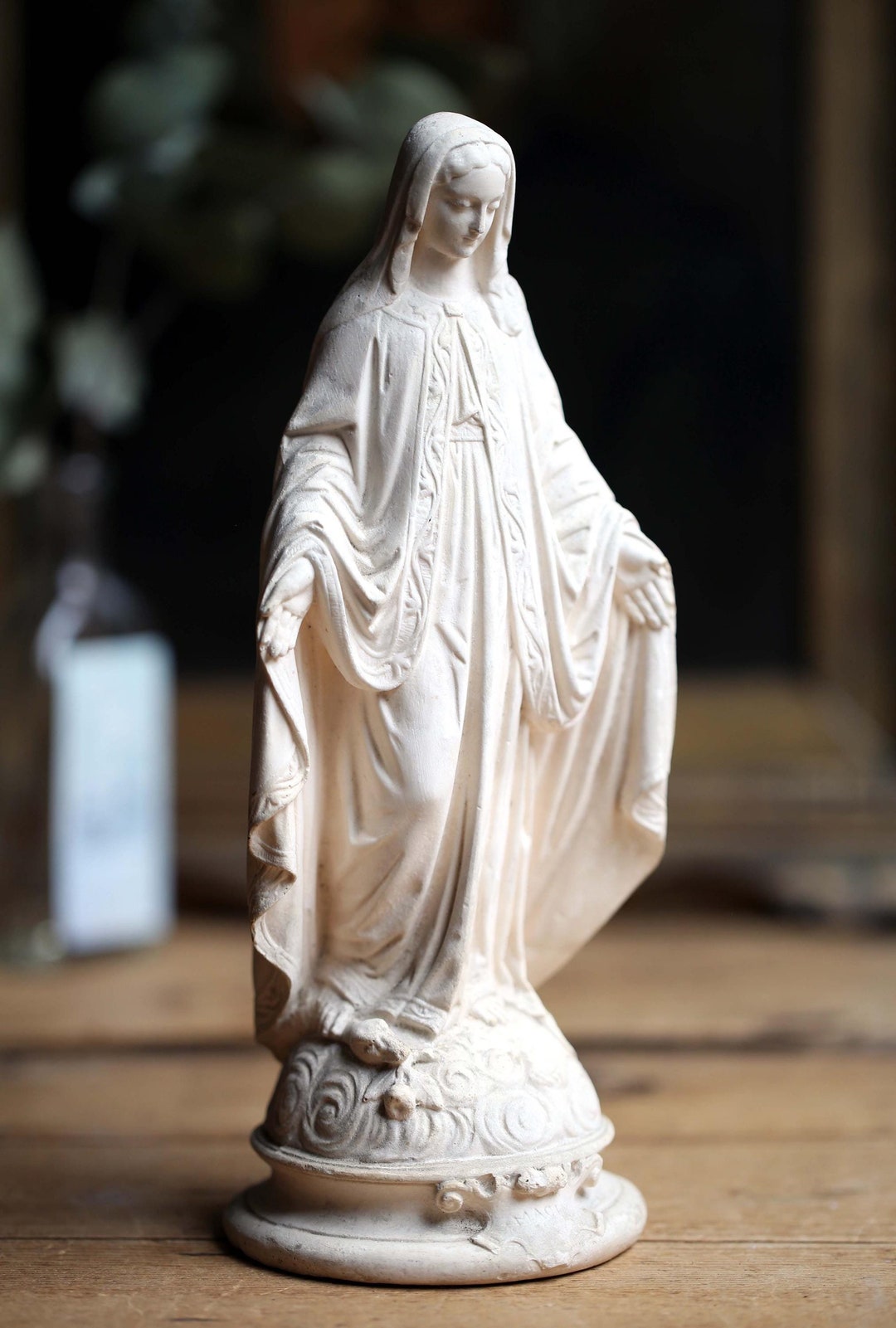Antique French Chalkware Miraculous Virgin Mary Statue Madonna - Etsy