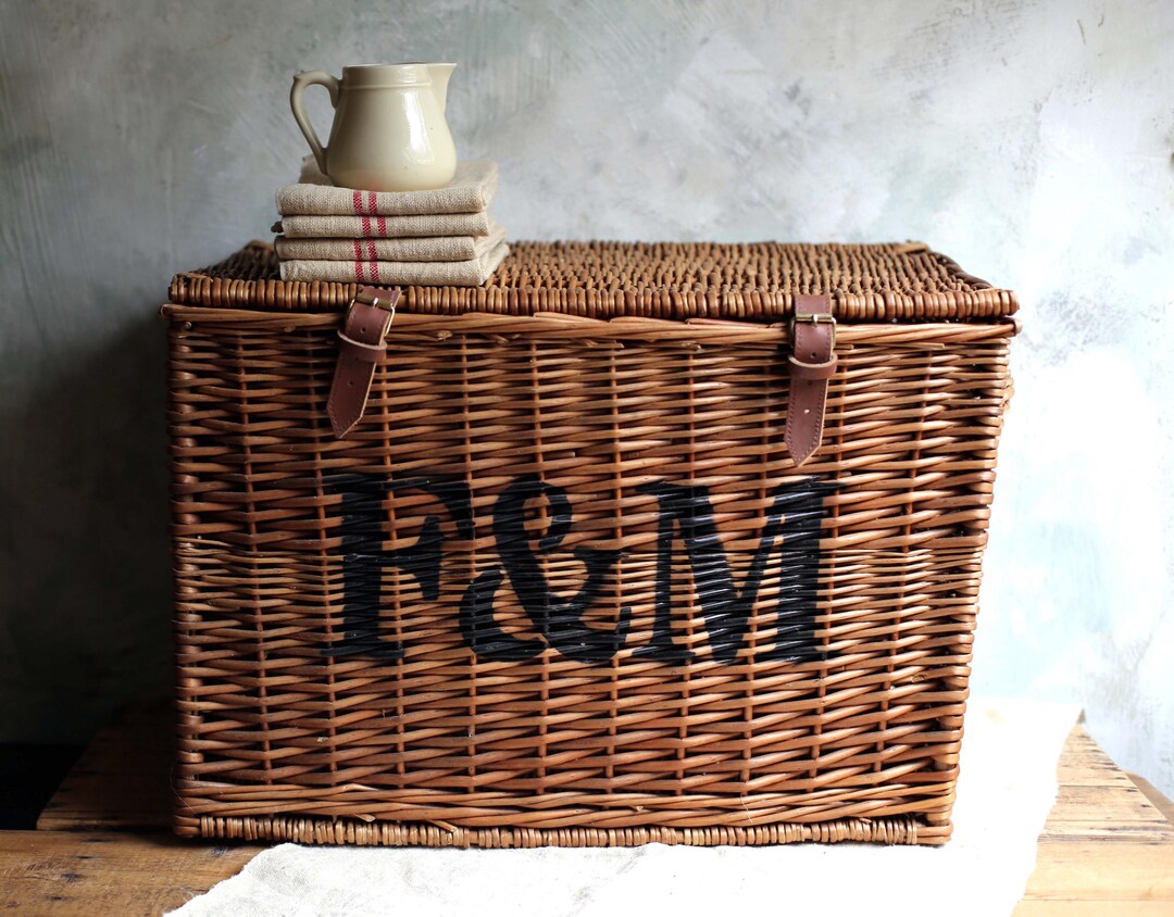 Vintage Fortnum and Mason Wicker Hamper F&M Storage Trunk Chest Linen ...