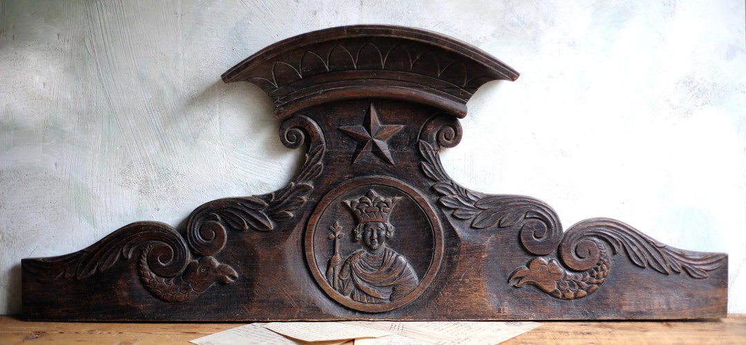 Antique French Wooden Pediment Saint Louis Fronton Carved Wall ...