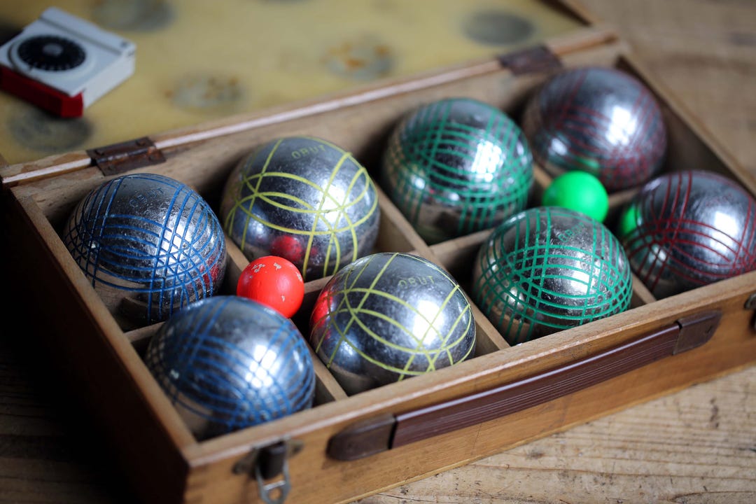 Full Set of Vintage Petanque Balls French Metal Boules Set Bowling ...