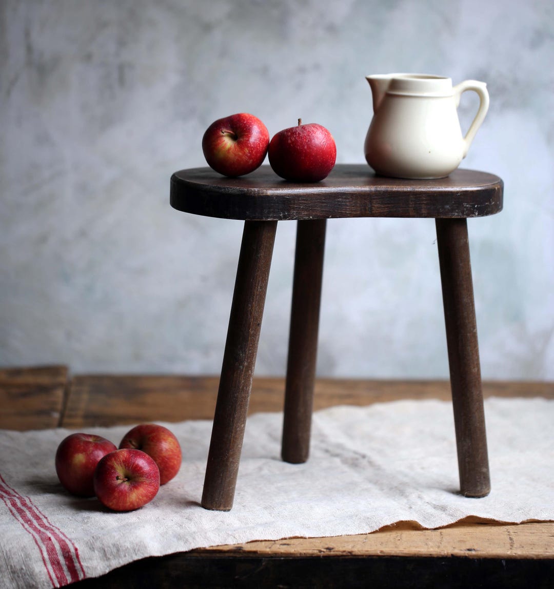 Primitive French Milking Stool Wabi Sabi Rustic Milkmaid Stool Rustic ...