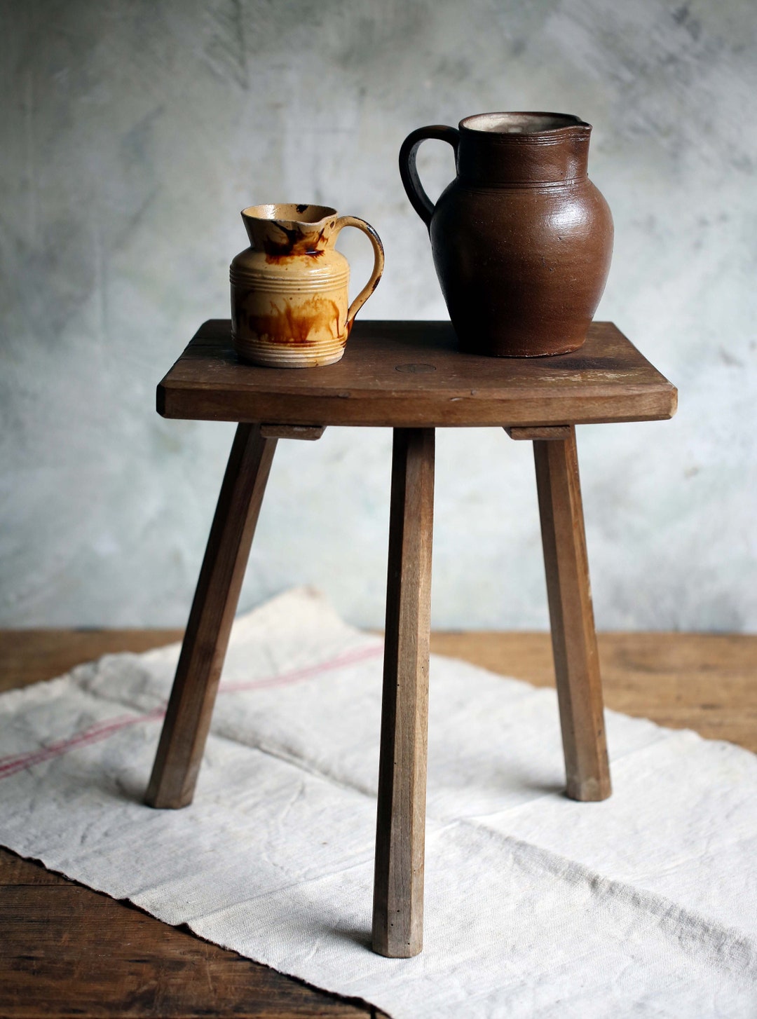 Primitive French Milking Stool Wabi Sabi Rustic Milkmaid Stool Rustic ...