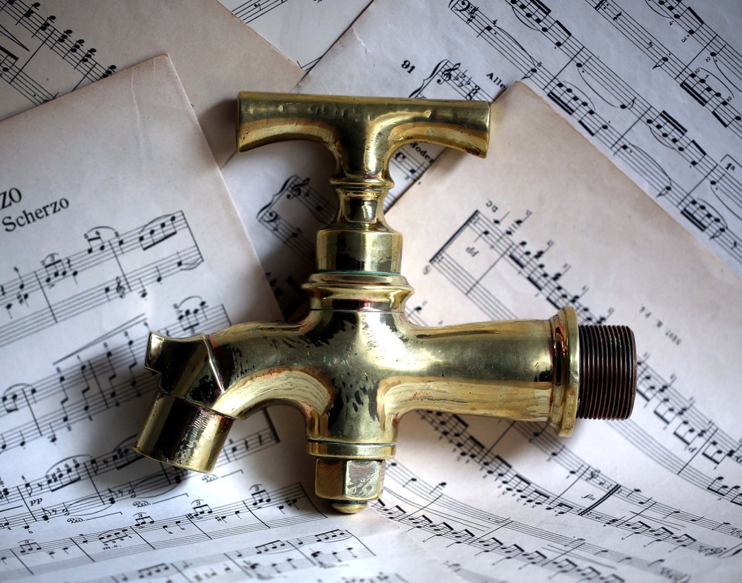 HUGE Antique French Solid Copper & Brass Sink Tap Large Water Faucet ...