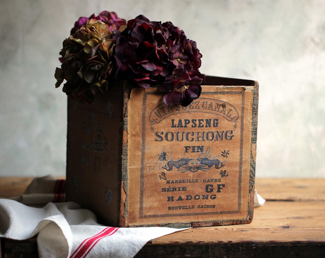 Antique Wooden Tea Chest Shop Display Chinese Packing Crate Storage Box ...