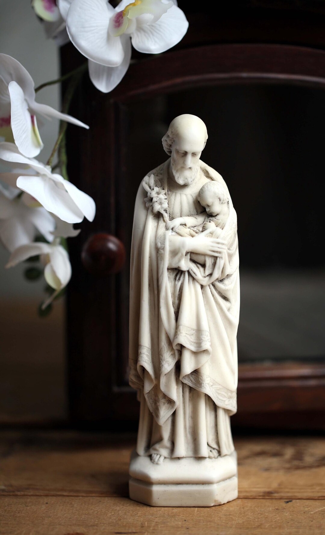 Antique French Saint Joseph & Infant Jesus Christ Child Statue With ...