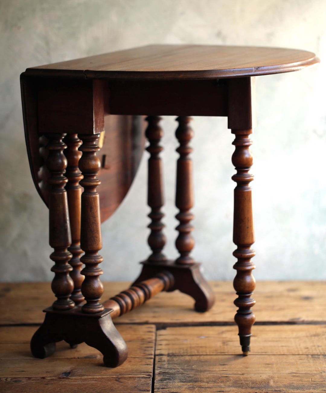 Antique French Small Table Oval Drop Leaf Gateleg Folding Side Stand ...