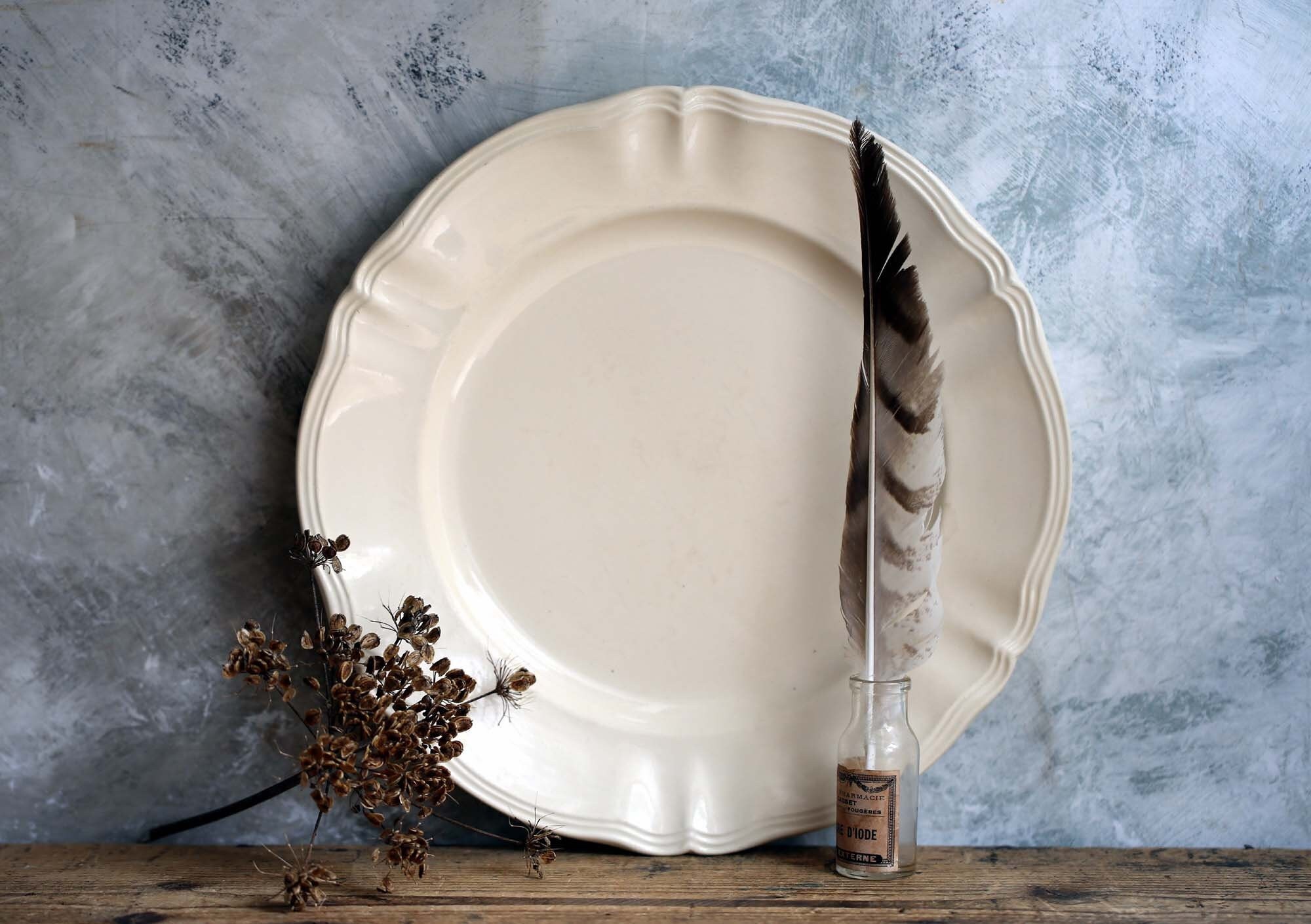 Large Creamware Plate Sarreguemines French Vintage Round - Etsy