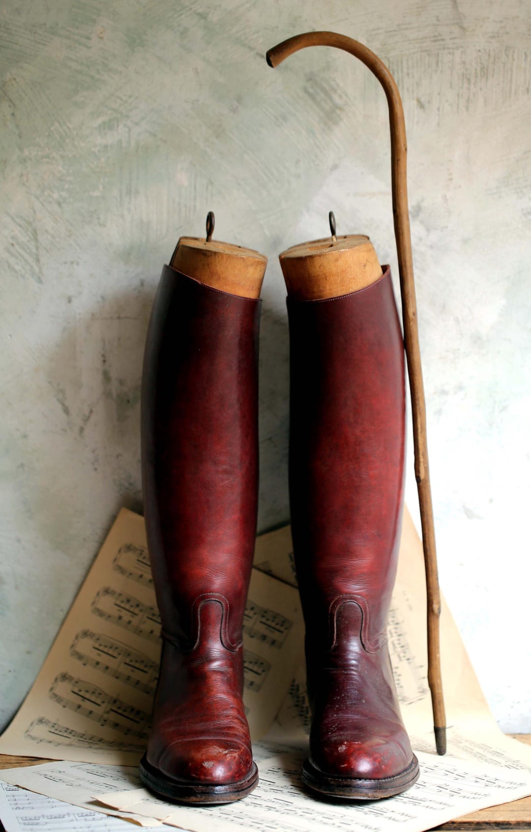 Antique French Leather Cavalry Boots & Stretchers Equestrian Pair of ...