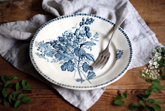 Collectibles french antique blue transferware plate Beautiful large ...