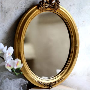 Vintage French Rococo Style Mirror With Gold Resin Oval Frame With Bow ...