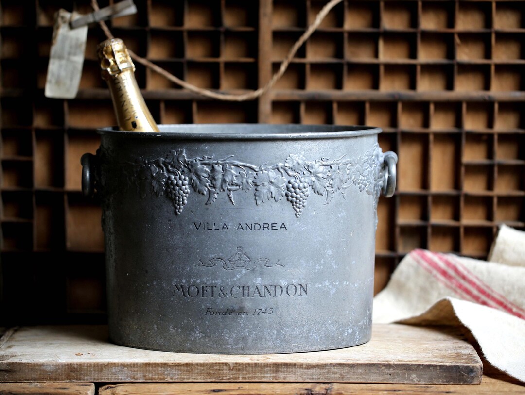 Large Pewter MOET & CHANDON Champagne Bucket Wine Cooler Ice Bath ...