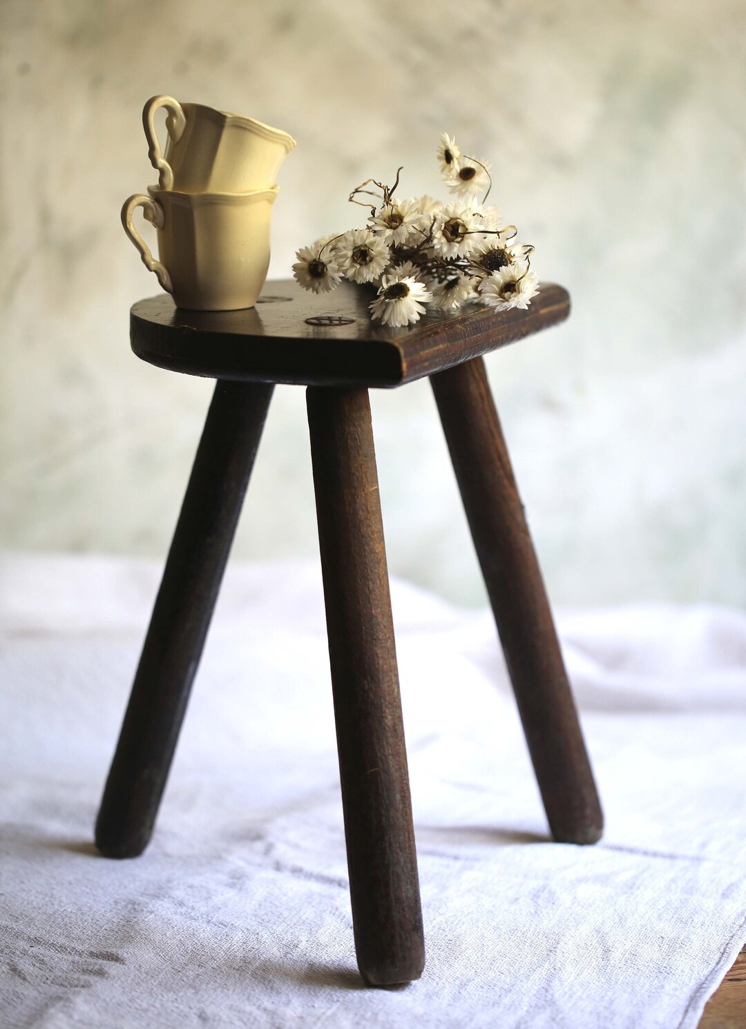 Primitive French Milking Stool Antique Milkmaid Stool Rustic Wooden ...