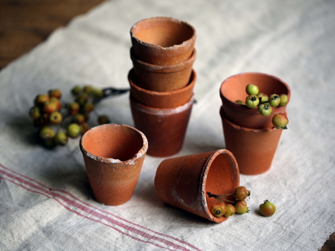 8 Small Vintage Terracotta Plant Pots French Rustic Clay Pots Garden ...