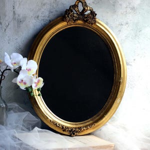 Vintage French Rococo Style Mirror With Gold Resin Oval Frame With Bow ...