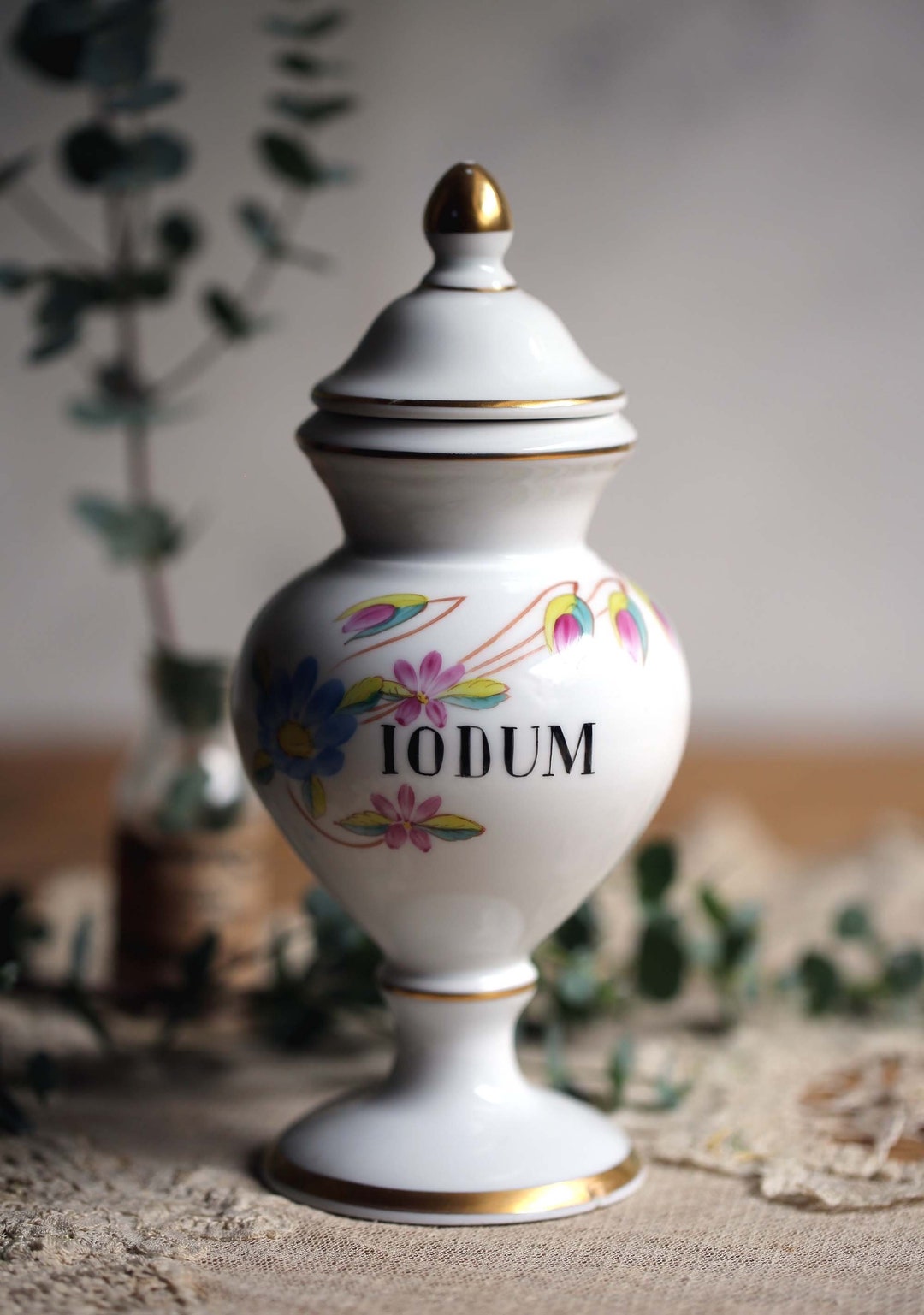 Antique Apothecary Canister Iodum French Porcelain Jar Iodine Pharmacy ...